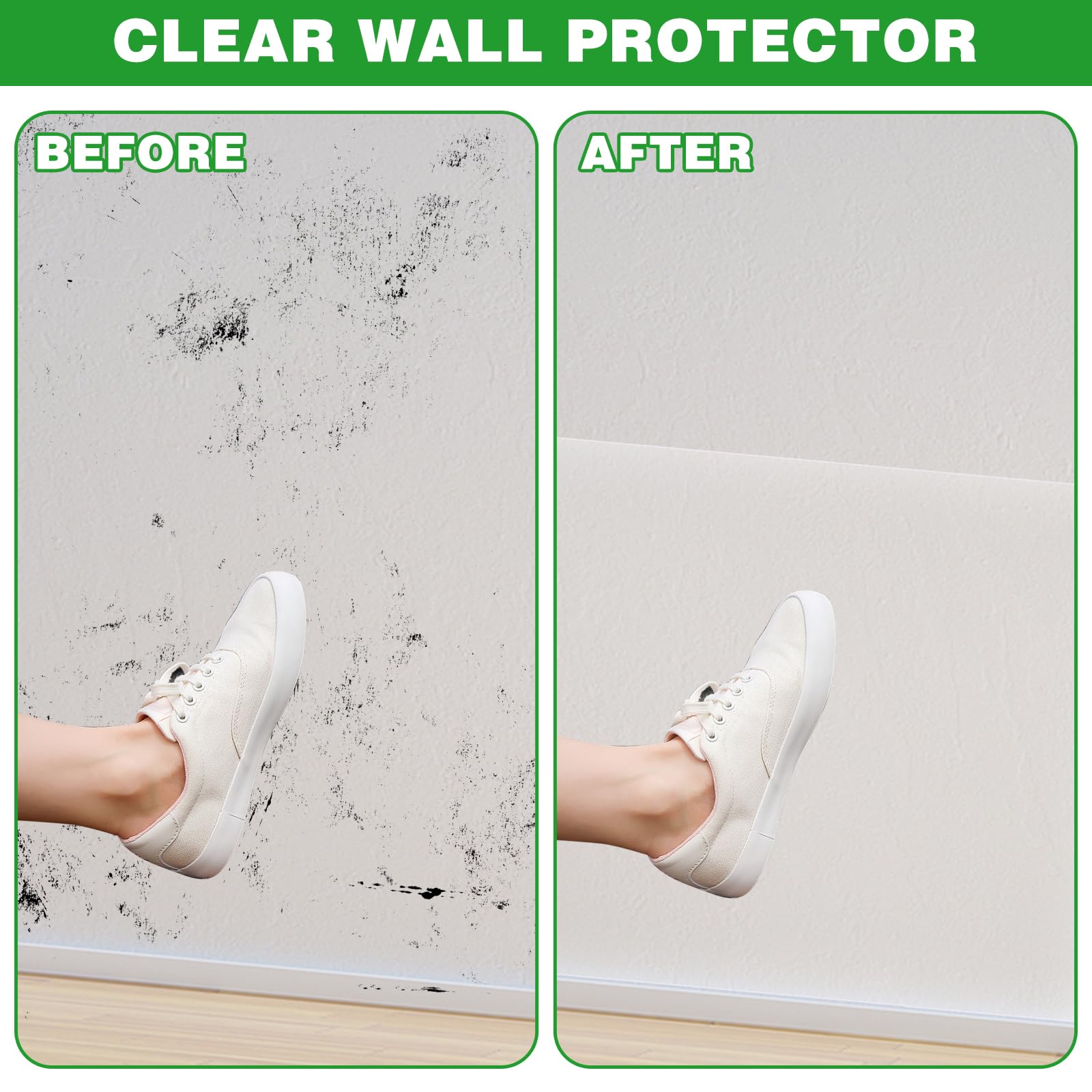 Clear Wall Protector Sheet, Non Adhesive Clear Contact Paper Peel and Stick, Static Cling Removable Wall Paper Sticker Pull and Stick, Wall Sticker Door Scratch Protector for Kitchen Cabinets, 6.6ft