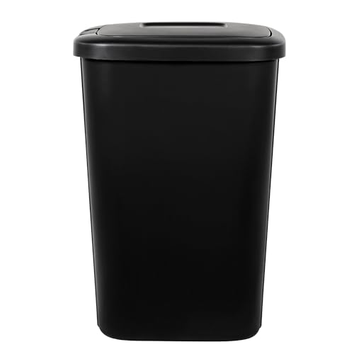 FGriD 13.3 Gallon Trash Can, Plastic Touch Top Kitchen Trash Can, Black