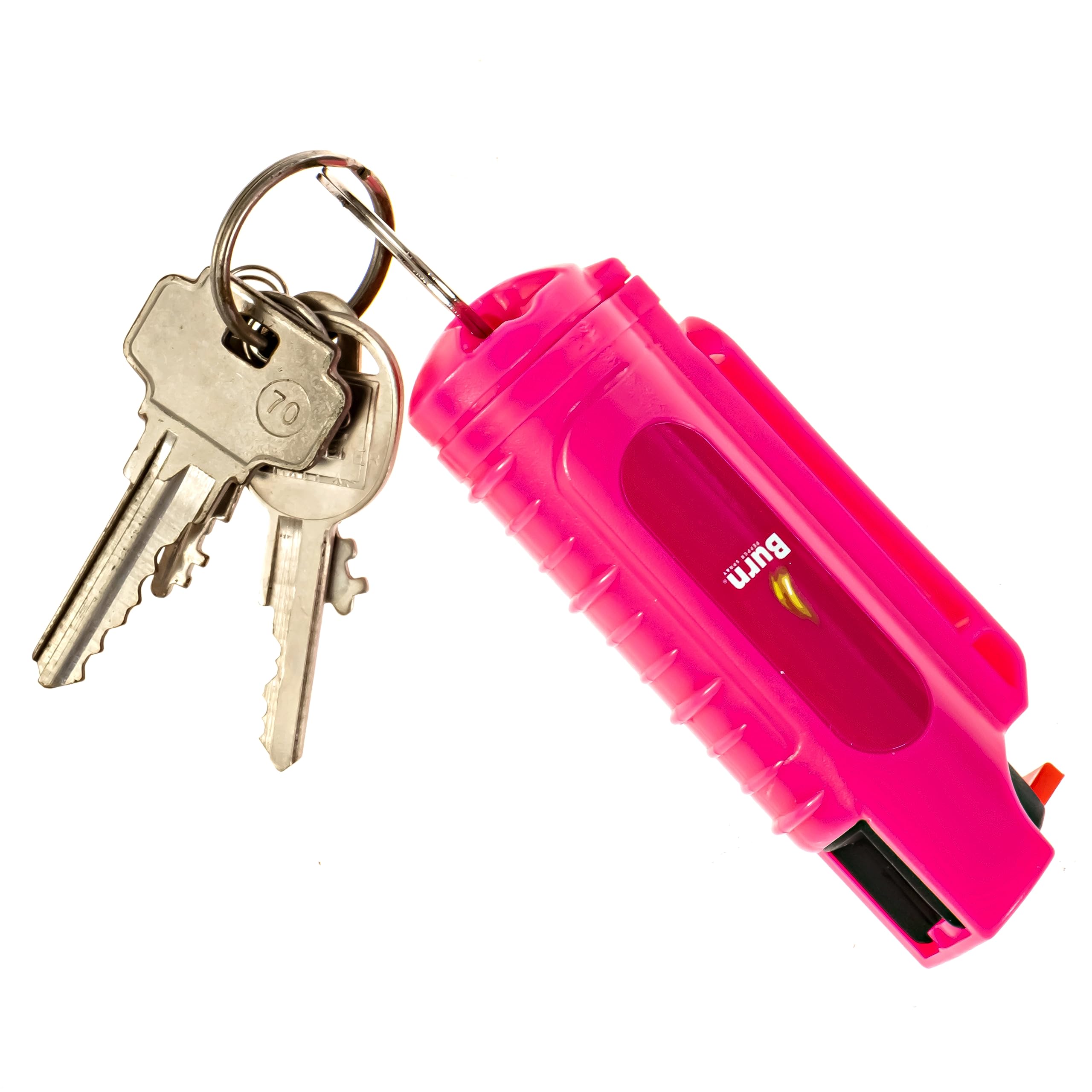 Burn Pepper Spray Keychain for Women Self Defense - Max Strength OC Spray - 1/2oz Molded Case Pink