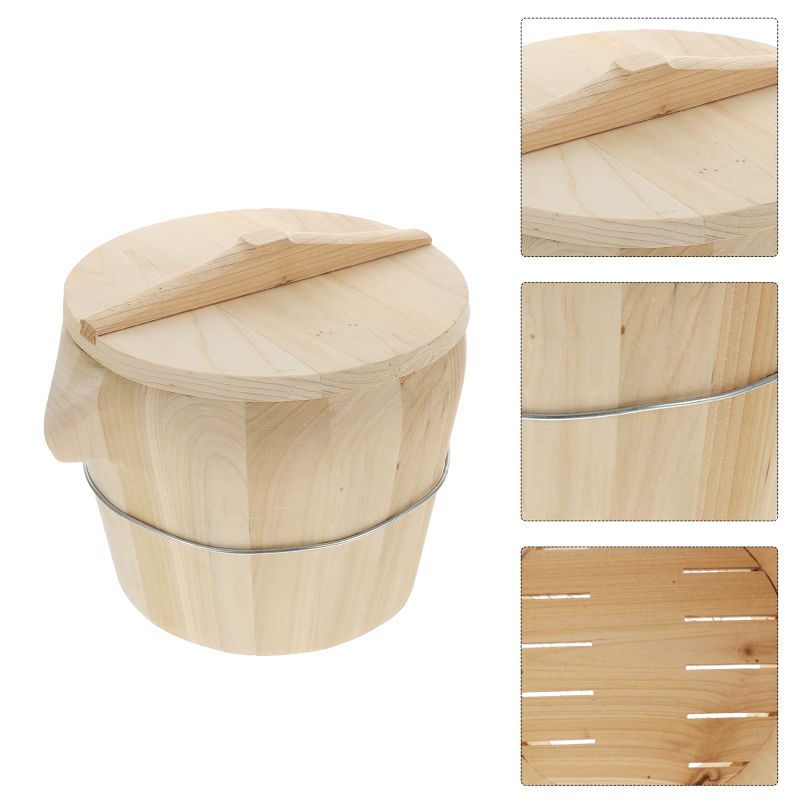 DOITOOL Veggie Steamer 1pc Steam Bucket Wood Household Dumpling Pot Rice Steamer Baskets