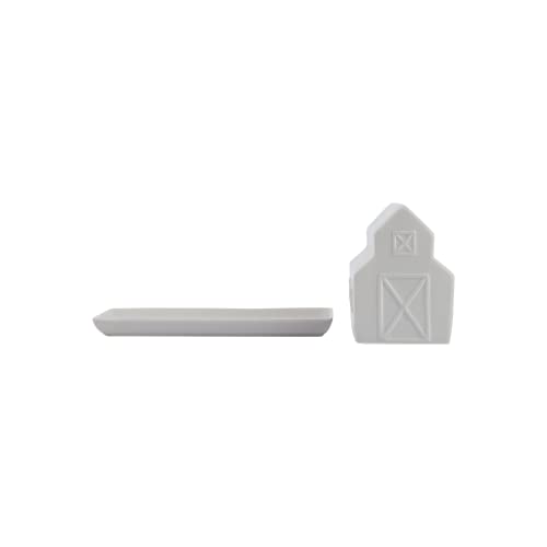 Creative Co-Op Matte Stoneware Barn Butter Dish Food Storage, 1 Pack, White