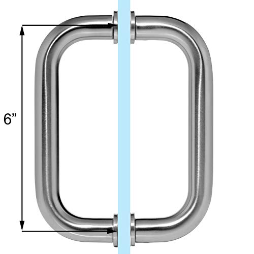 Dynasty Hardware 6" Back to Back Tubular Shower Door Pull for Frameless Shower Doors, Satin Nickel, with Trim Washers