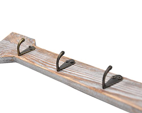 Decorative Wood Arrow Wall Hooks Hanger Coat Rack Key Holder Wall Decor - Farmhouse Chic Rustic Coat Hooks | Great for Keys, Coats, Dog Leash, Hats, Keys Hooks for entryway Front Door