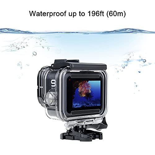 SOONSUN Waterproof Case for GoPro Hero 11 Black/Hero 10 Black/Hero 9 Black, 60M Underwater Protective Dive Housing Case with Cold Shoe Mount Adapter for GoPro Hero 11 10 9 Black Action Camera