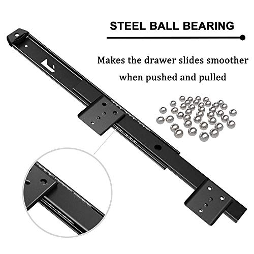 FRMSAET Sliding Keyboard Drawer Tray Hardware 12/14/16/18 inches Slides Heavy Duty Metal Slides Keyboard Slides Mounting Accessories/Ideal for Under Desk Kitchen Cabinet Drawer (12 inches, Black)