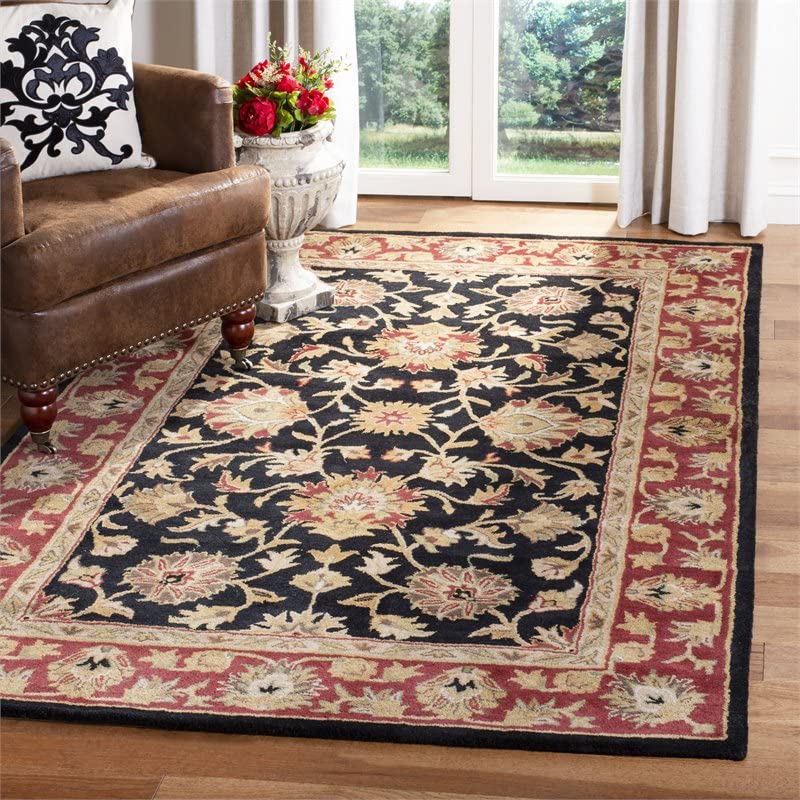 SAFAVIEH Heritage Collection 3' x 5' Black / Red HG112A Handmade Traditional Oriental Premium Wool Area Rug