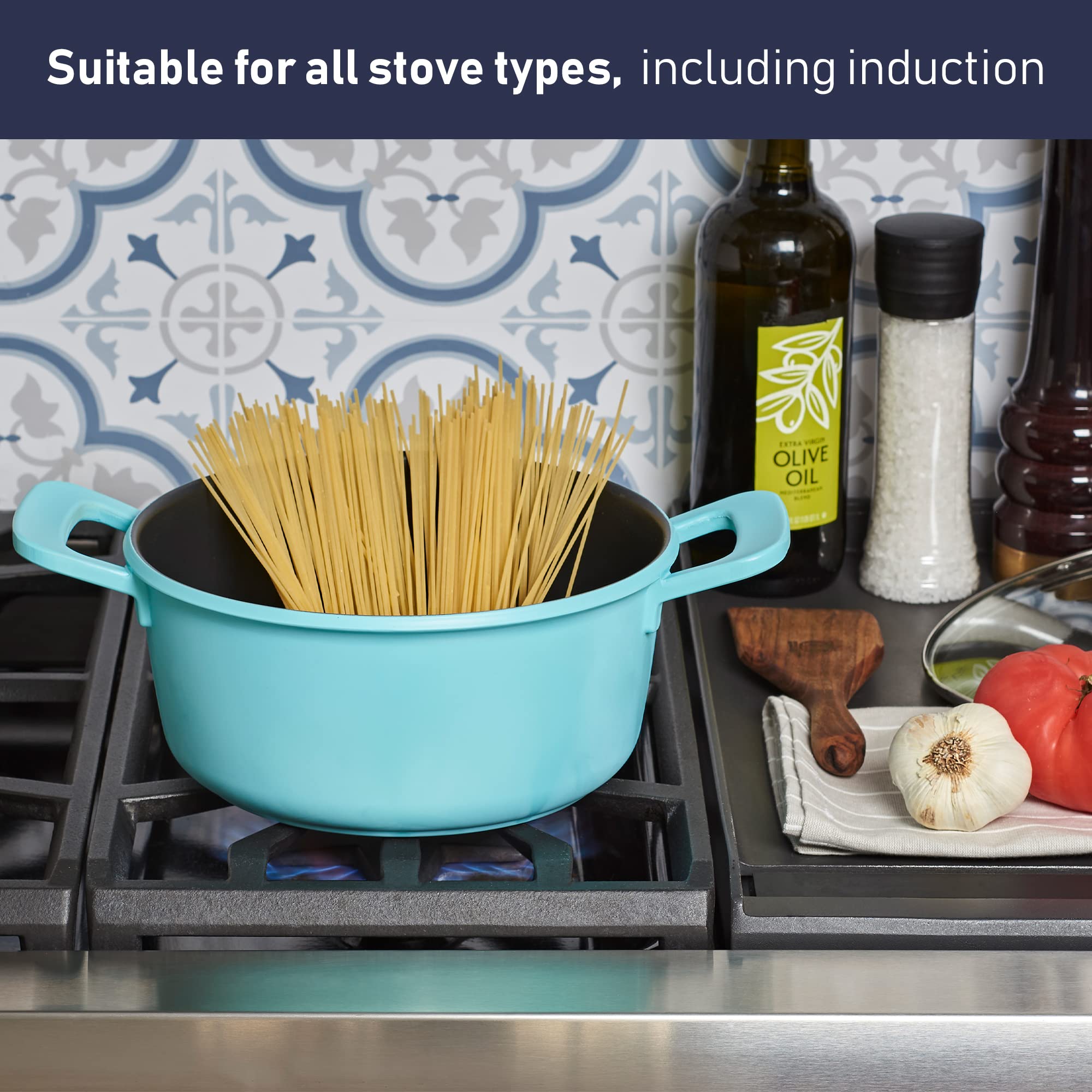Bergner - Retro Cookware - Pots and Pans Set Nonstick - Induction Cookware Suitable for all Stove Types - Dishwasher Safe - 4.5 Quart Covered Dutch Oven - Grey