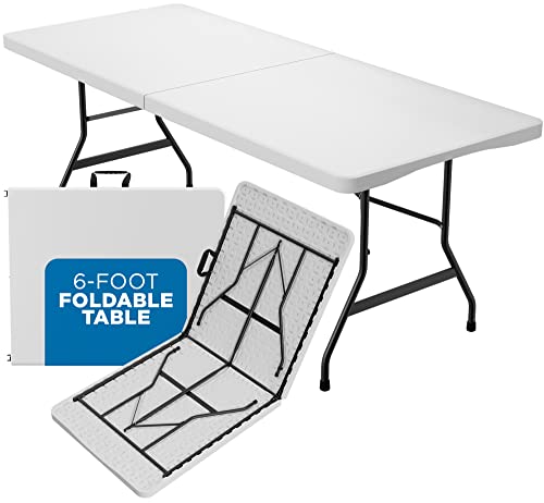 Sorfey Portable Folding Table 6-Foot X 30 inch Plastic Indoor & Outdoor for Picnic, BBQ, Party,