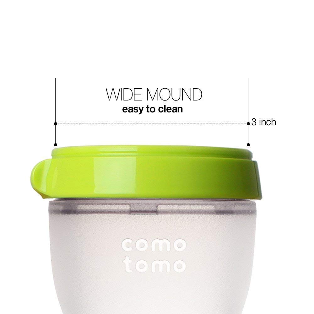 Comotomo Baby Bottle, Green, 8 Ounce, 4 Count (2 Pack)