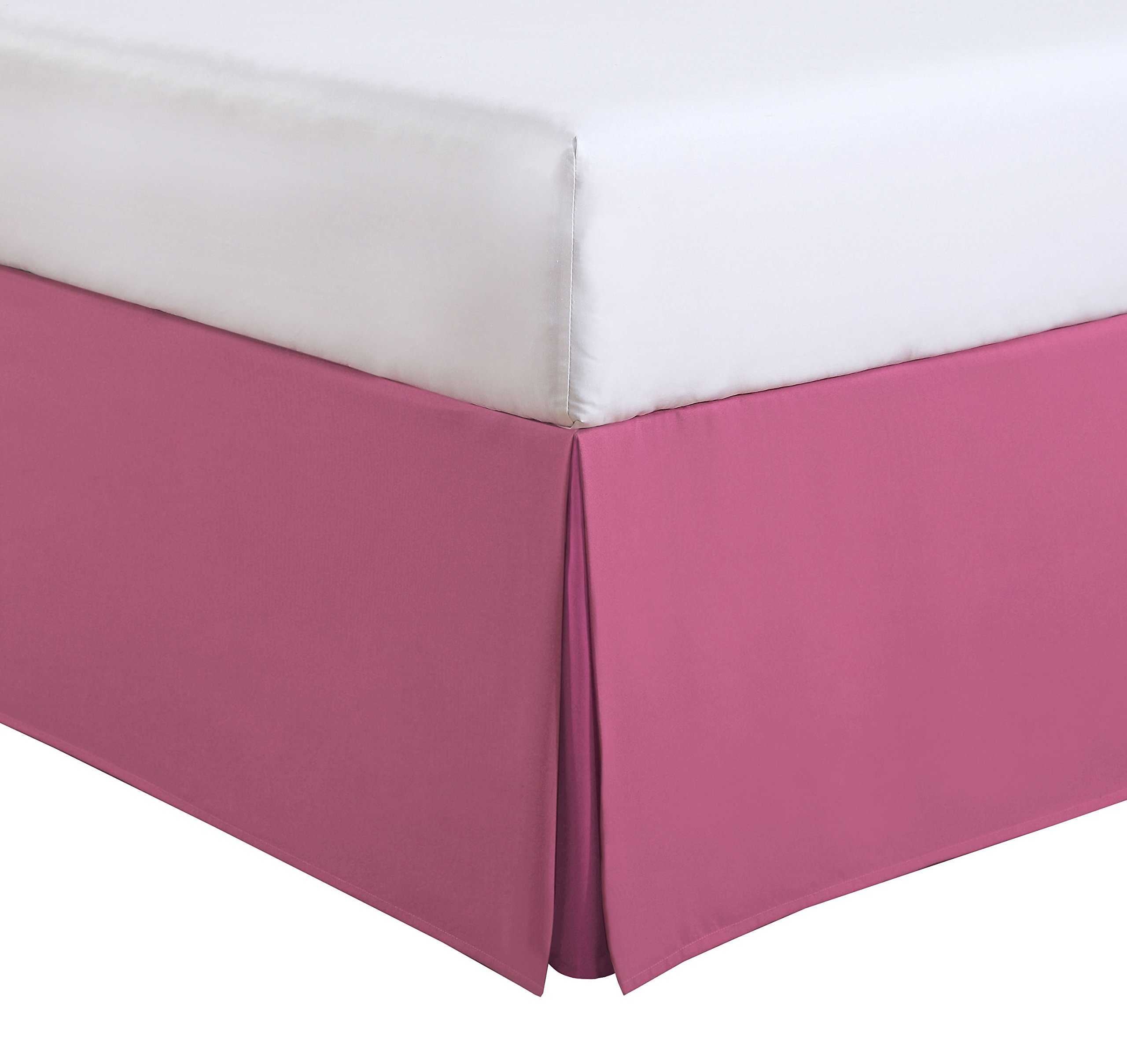Fresh Ideas Kids Twin Bed Skirt - Lux Hotel Tailored Microfiber Bedskirt, Classic 14" Drop Length – Pink