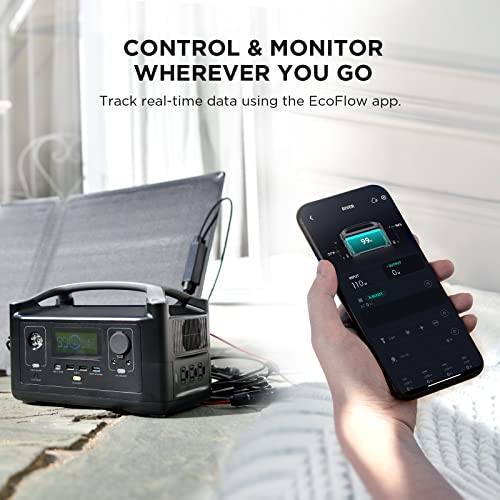 EF ECOFLOW RIVER 288Wh Portable Power Station,3 x 600W(Peak 1800W) AC Outlets & LED Flashlight, Fast Charging Silent Solar Generator (Solar Panel Optional) for Emergencies Home Outdoor Camping RV