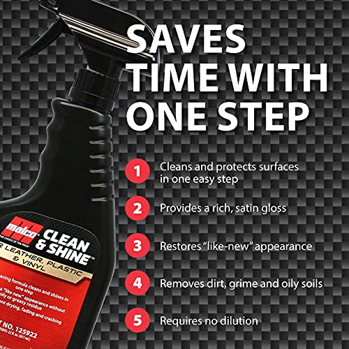 Malco Clean & Shine Interior Car Cleaner and Dressing β Restore Leather, Plastic and Vinyl Surfaces in Your Vehicle/Clean, Condition and Protect in 1 Simple Step / 22 oz. (125922)