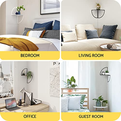 STRONA Black Corner Wall Shelf 9.8" - Wall Mount Hanging Corner Shelf Maximizes Living Space, Small Floating Corner Shelf for Plants, Modern Metal Black Corner Shelves Floating