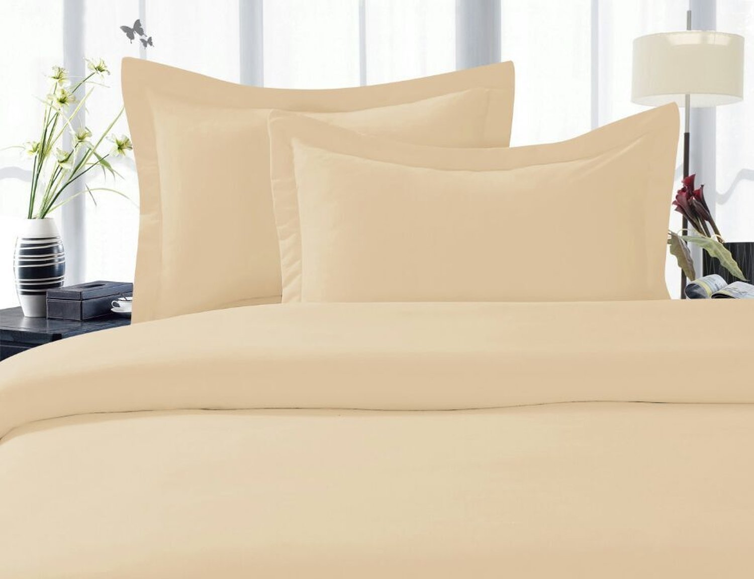 Elegant Comfort Luxury Duvet Cover Set on Amazon Wrinkle-Free 1500 Thread Count Egyptian Quality 3-Piece Duvet Cover Set - Flowers Collection Full/Queen, Cream