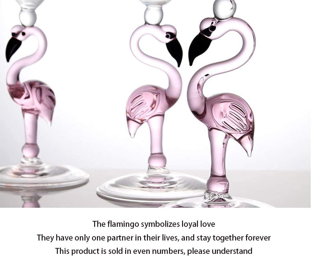 Creative Pink Flamingo Cocktail Glass, Set of 2 Martini Glasses, 5 Ounce Wine Glass, Bar Accessories, Birthday gift, Wedding & Celebrations Cup(2, 150ml)
