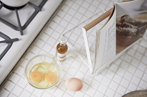 Yamazaki Home Tosca Cookbook Stand - Kitchen Cooking Recipe Holder for Counter - Steel + Wood