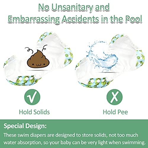 wegreeco Baby & Toddler Snap One Size Adjustable Reusable Baby Swim Diaper (Diving, Ocean, Turtle, Large, 3 Pack)