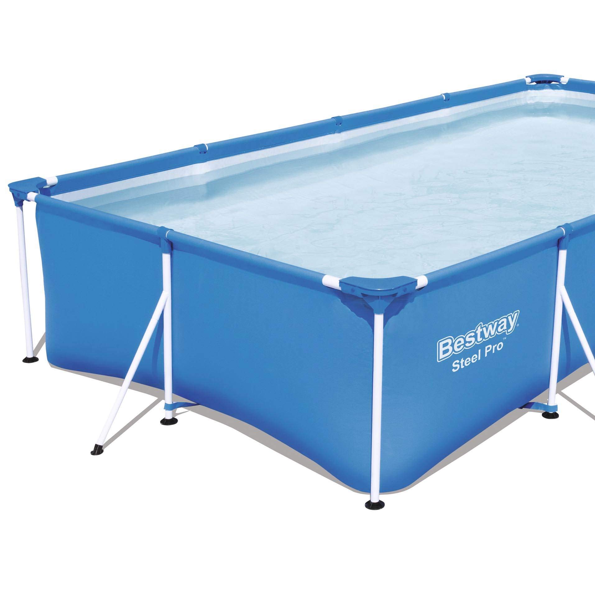 Bestway 13 Foot x 7 Foot x 32 Inch Rectangular Steel Pro Frame Durable 3 Ply PVC Above Ground Swimming Pool with 1,500 GPH Flowclear Filter Pump