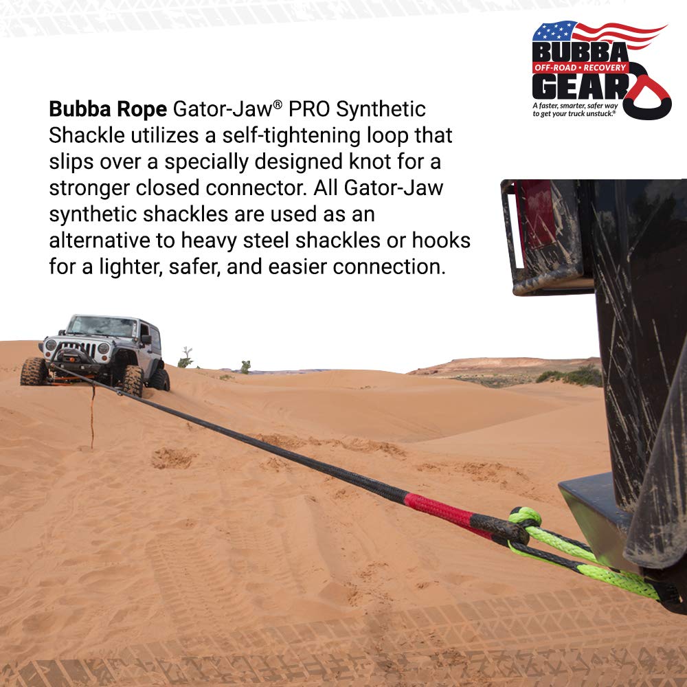 Bubba Rope Gator-Jaw PRO Synthetic Shackle, 7/16β β Heavy-Duty Vehicle Tow Shackle: 52,300 lbs. Capacity - Green