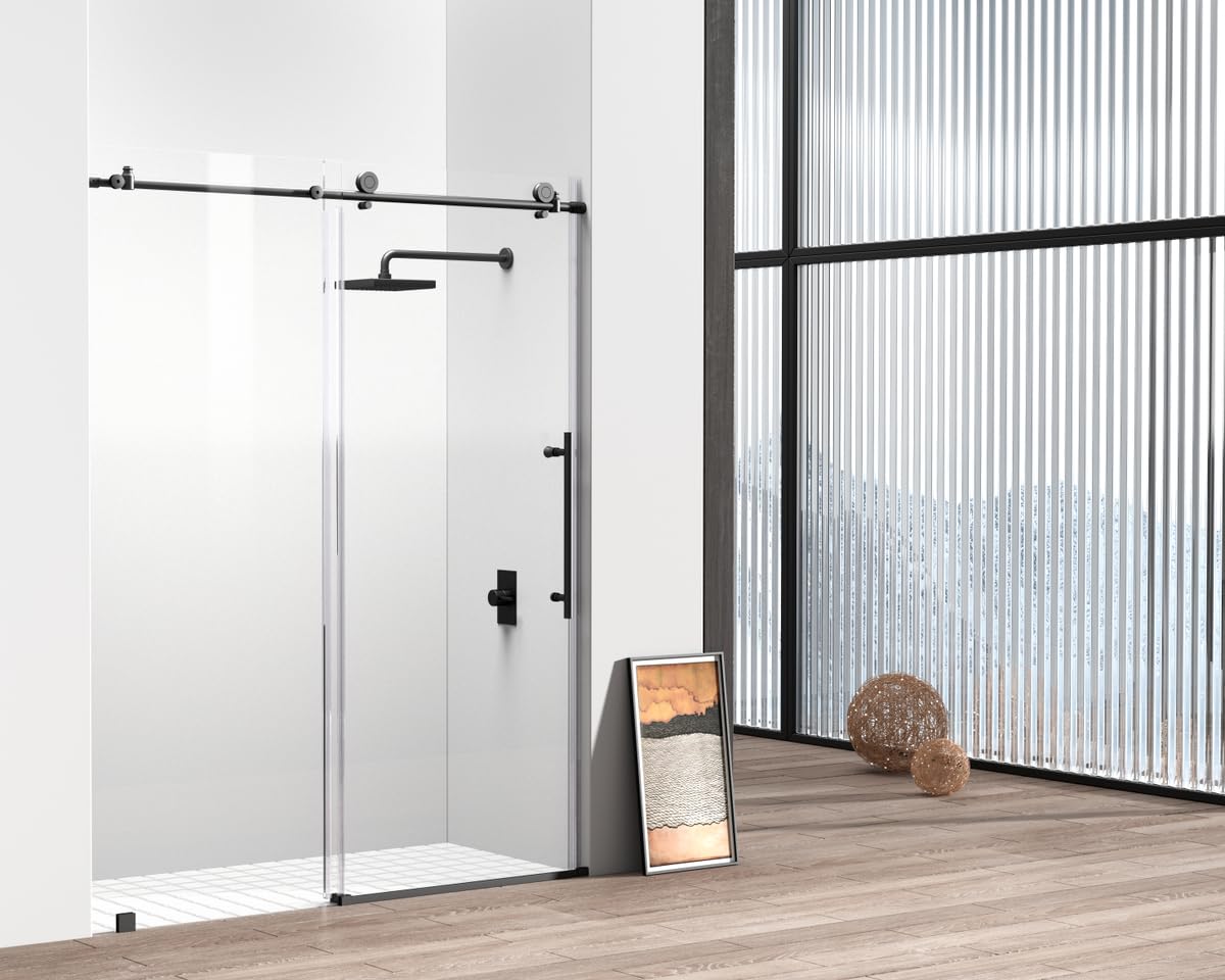 Elegant Kitchen and Bath SD101-6076MBK Frameless Shower Door 60 x 76 Matte Black
