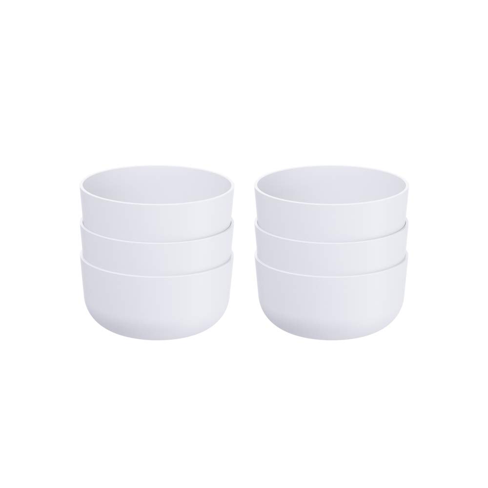 Coza Design Reusable Plastic Bowl - Set of 6 - Microwave and Dishwasher Safe - Perfect Serving Bowls for Candy, Snacks, Cereal, Dessert, Ice Cream, and Soup - BPA Free (12 oz, White)