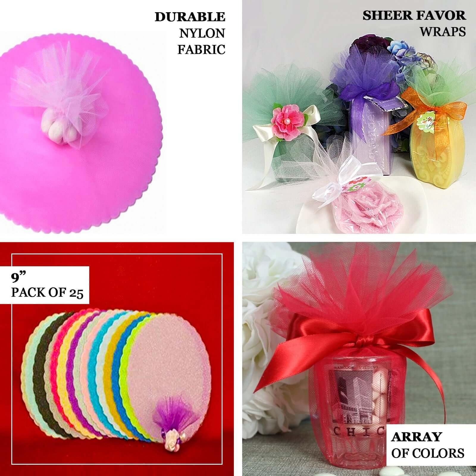 Efavormart 25pcs/ pk 9" Tulle Circles for Party Decorations Banquet Event Sewing DIY Crafts Fabrics Sewing - Lime Green