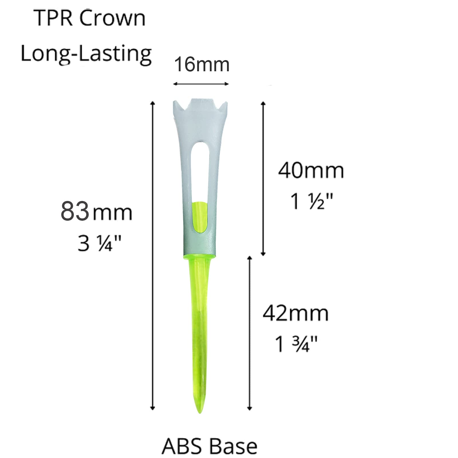 BRAMASOLE Golf Tees 3 1/4 inch Plastic Unbreakable Bulk 12/25/50 Pack 83 mm Long Upgrade Flexible Low Resistance Cushion Side Spin Stable Tee for Men Women Practice (25 Pack, Green)