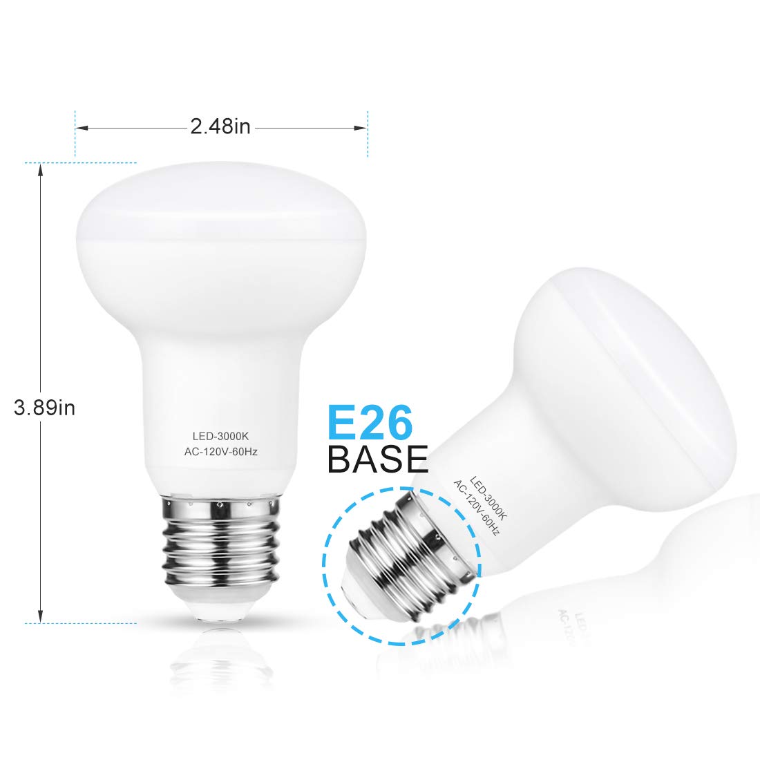 Br20/R20 Recessed Light Bulbs Dimmable,3000K Soft White, High CRI Led Flood Light Bulbs,7W(65w Equivalent Light Bulb),E26 Base,for Home Lighting, Pack of 4