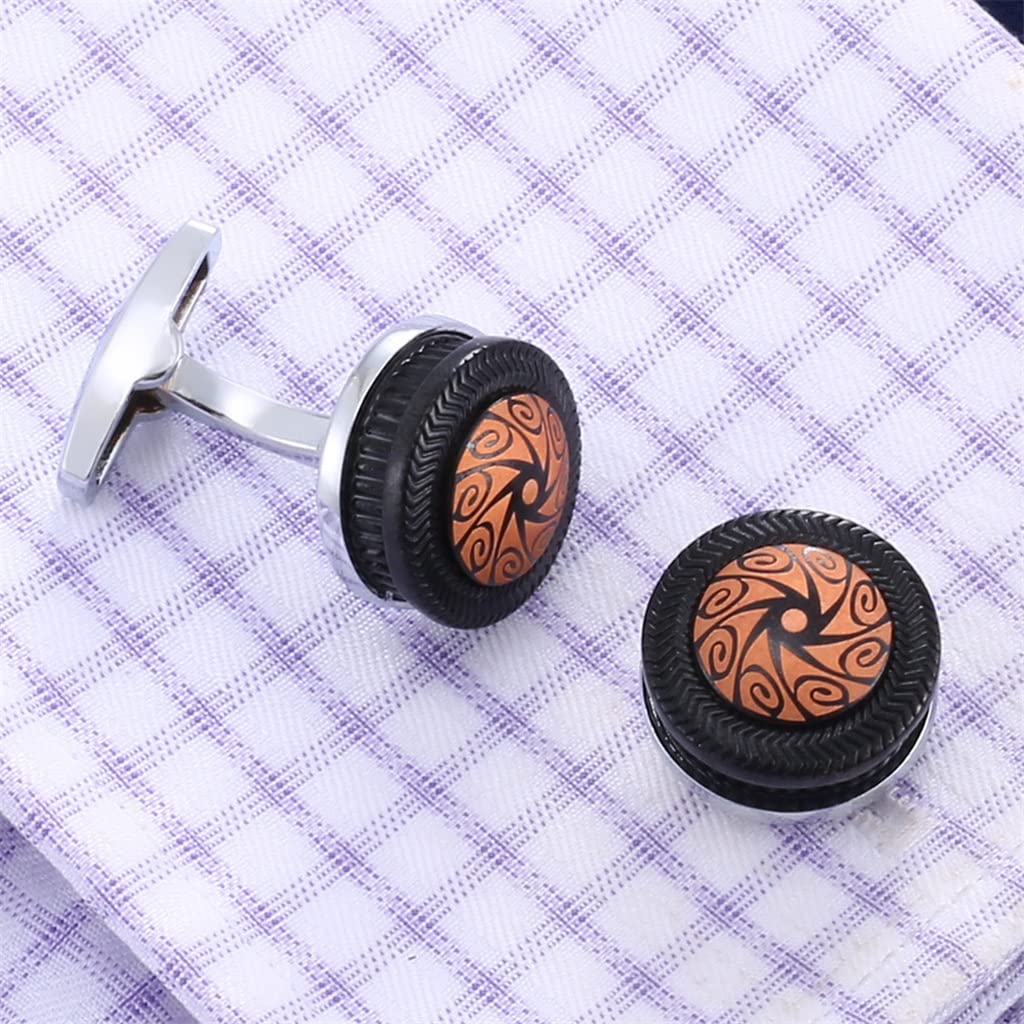 Circular Pattern French Shirt Cufflinks Men's Cuff Studs Cuff Buttons (Color : A, Size : One Size) (A One Size)