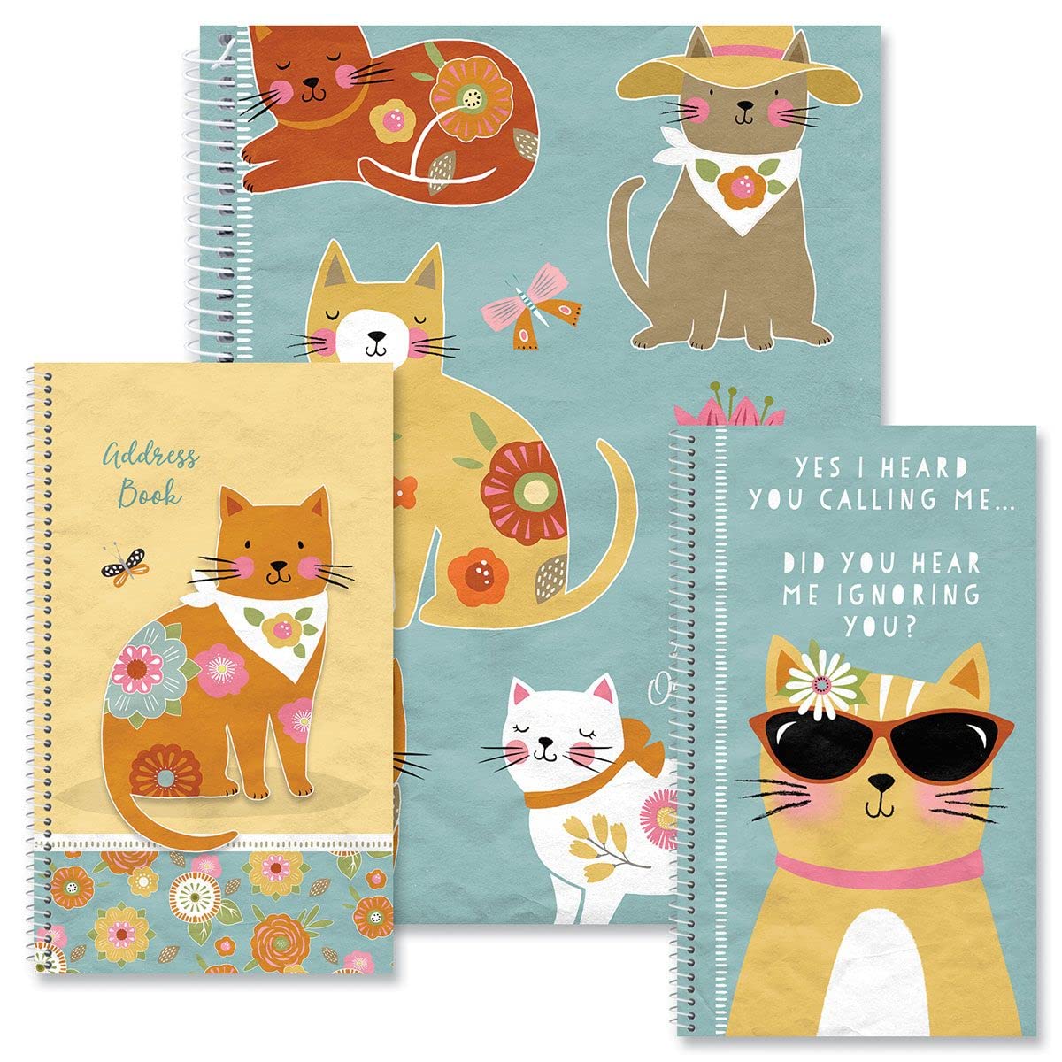 Cat Patch Bill Paying Organizer Book - Personal Account book, 9" by 12 inch, Spiral-Bound, 14 Pockets, 32 Label Stickers, Bill Tracking