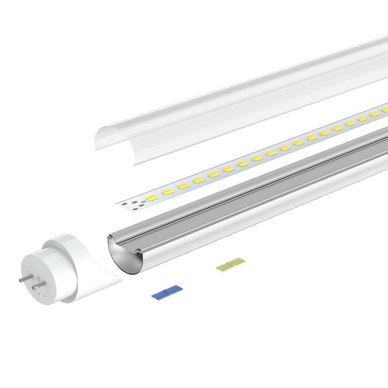 T8 LED Tube Light Bulbs 4 Foot, 5 Power(10W-24W)& 6CCT(3000K-6500K) All in 1,Plug & Play or Ballast Bypass,T8 T12 4ft Fluorescent Tube Light Bulbs Replacement, Type A+B Tube, ETL DLC(Clear-6Pack)