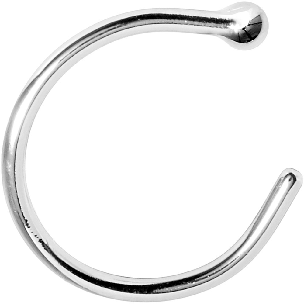 Body Candy Solid 14k White Gold Nose Hoop 20 Gauge 3/8"