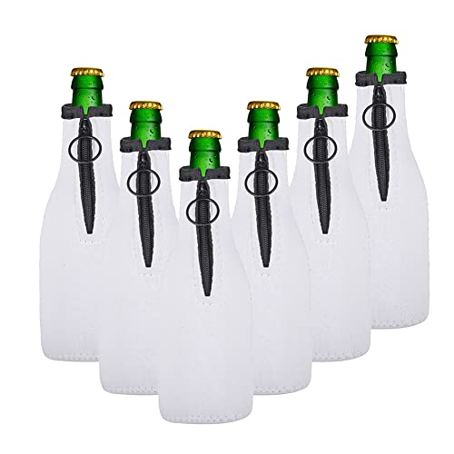 Sublimation Blanks Beer Bottle Insulator Sleeve, 12 Pack 12oz Standard Beer Bottle Cooler Covers Zip-up Bottle Jackets Personalized Sublimation Neoprene Sleeves for Summer Pool Beach Party Favors