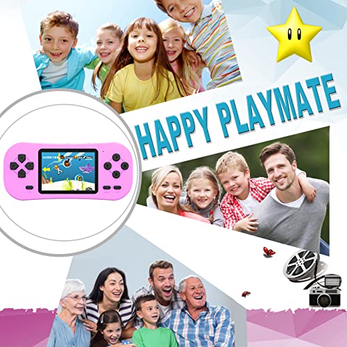 Beijue Retro Handheld Games for Kids Built in 218 Classic Old Style Electronic Game 2.5'' Screen 3.5MM Earphone Jack USB Rechargeable Portable Video Player Children Travel Holiday Entertain (Pink)