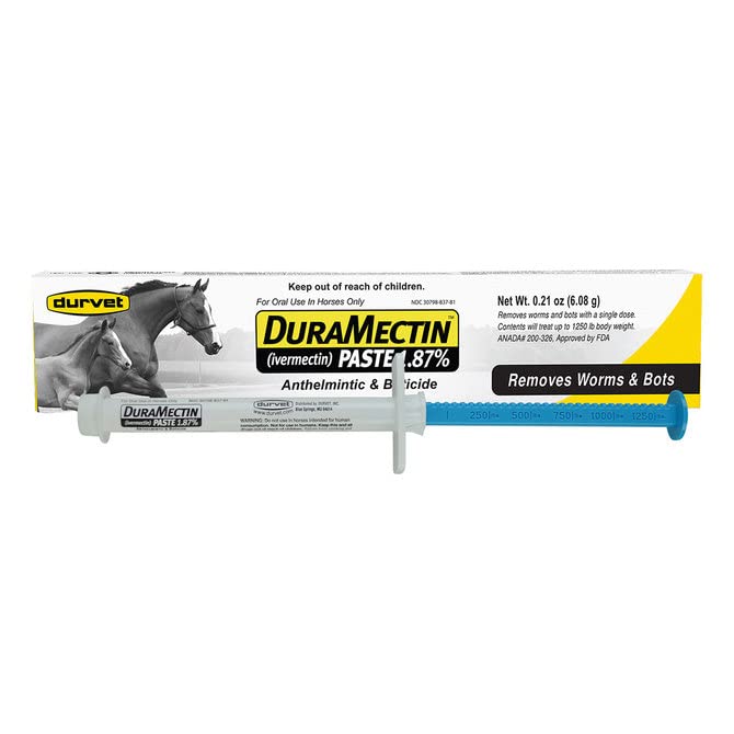 Durvet Duramectin Wormer for Horses. ((18-Pack)). Paste 1.87%. Each 0.21-Oz Tube Deworms Up to One 1250-lb Horse.