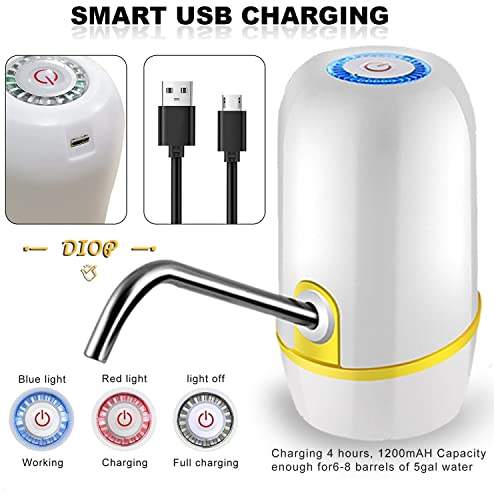 DIOP 5 Gallon Water Pump Dispenser | Electronic Automatic Drinking Water Pump | USB Charging Silicone Portable Water Bottle Pump for Kitchen | Automatic Water Dispenser | Office | Gym | Picnic