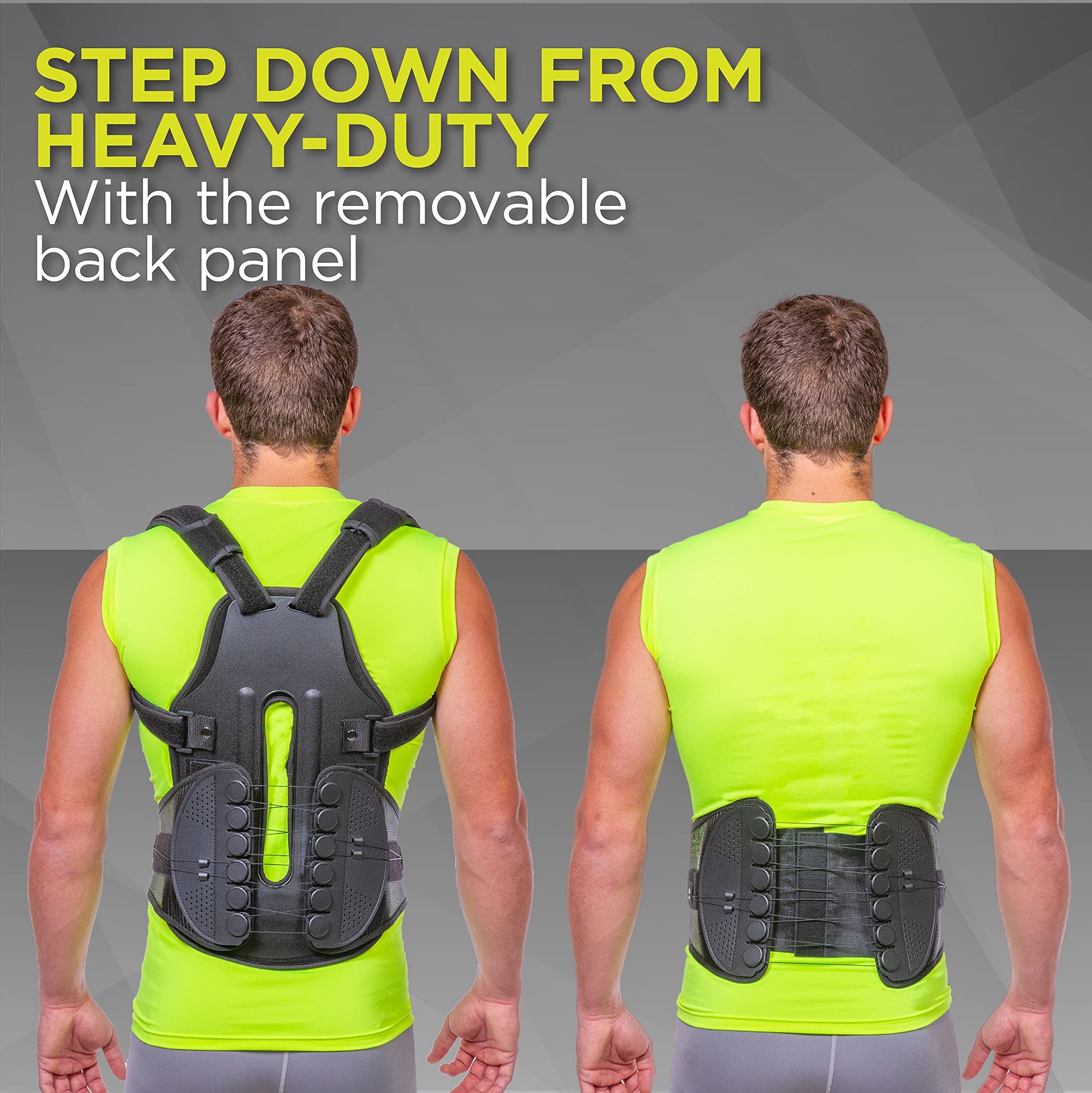 BraceAbility TLSO Full-Body Back Brace Support - Hard Turtle Shell Jacket for Thoracic Kyphosis, Parkinson's Disease, Fractured Spine, Scoliosis, Postural Correction, Post-Surgery Recovery (Large)