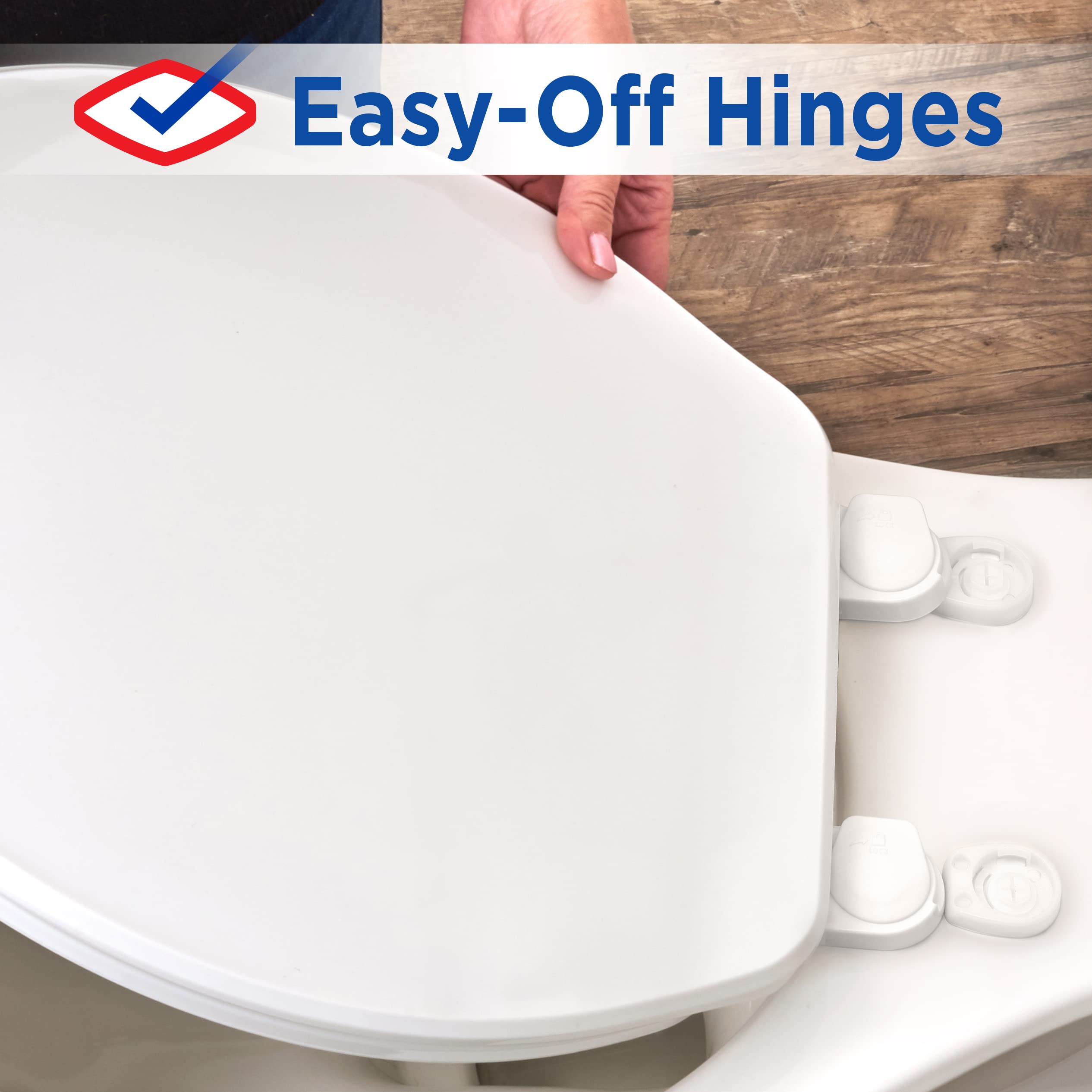 Clorox Round Wood Toilet Seat with Easy-Off Hinges-Wiggle Free Design β16.54 x 16.5 x 0.99 inches