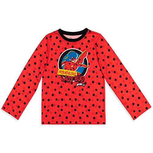 Miraculous Ladybug Little Girls 4 Piece Pajama Shirt And Pants Matching Doll Outfit Red