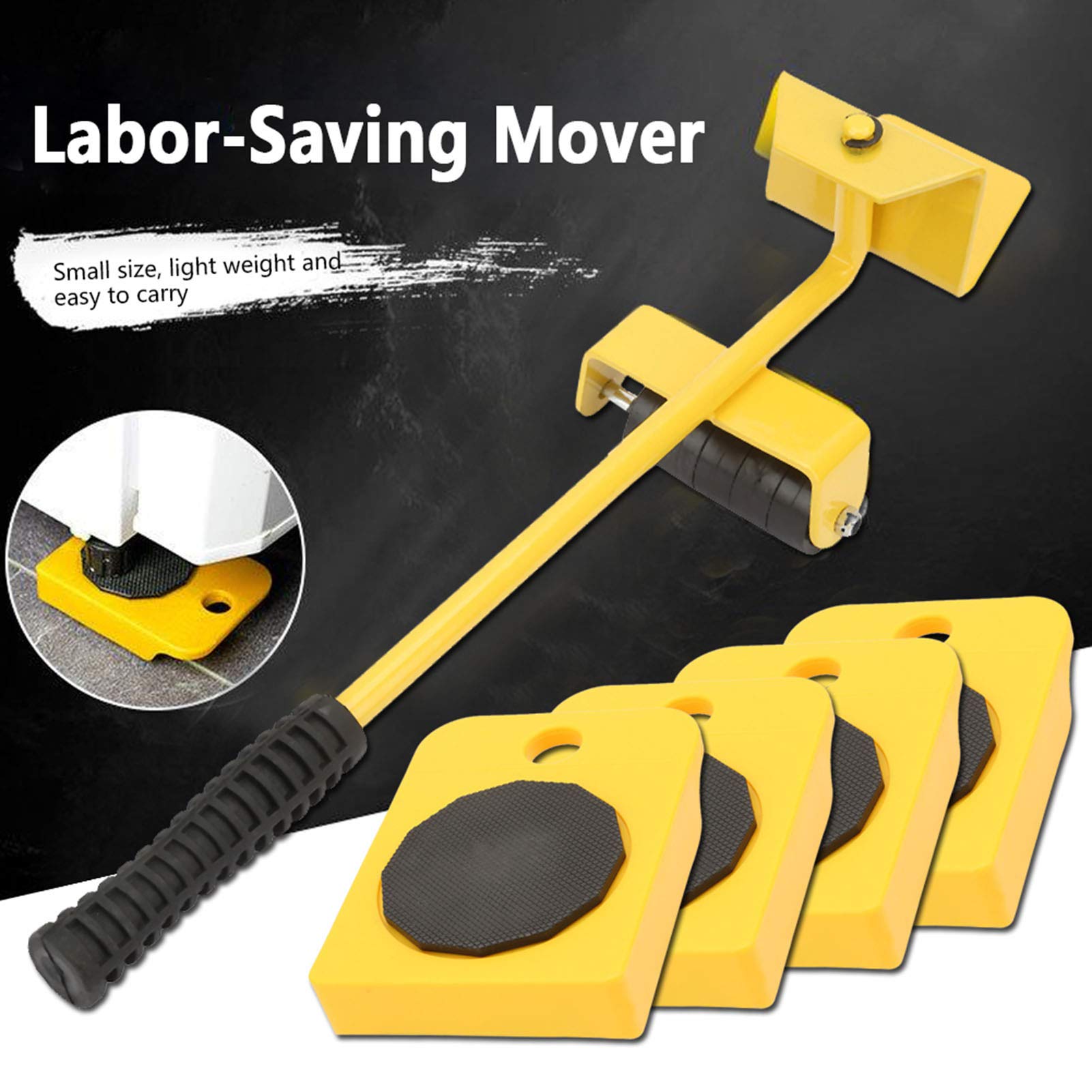 Furniture Mover, Furniture Movers with Wheels, Furniture Transport Kit Jack Movable Plate for Objects Bearing 150kg Washing Machine Roller Skates Car Wheel Jack