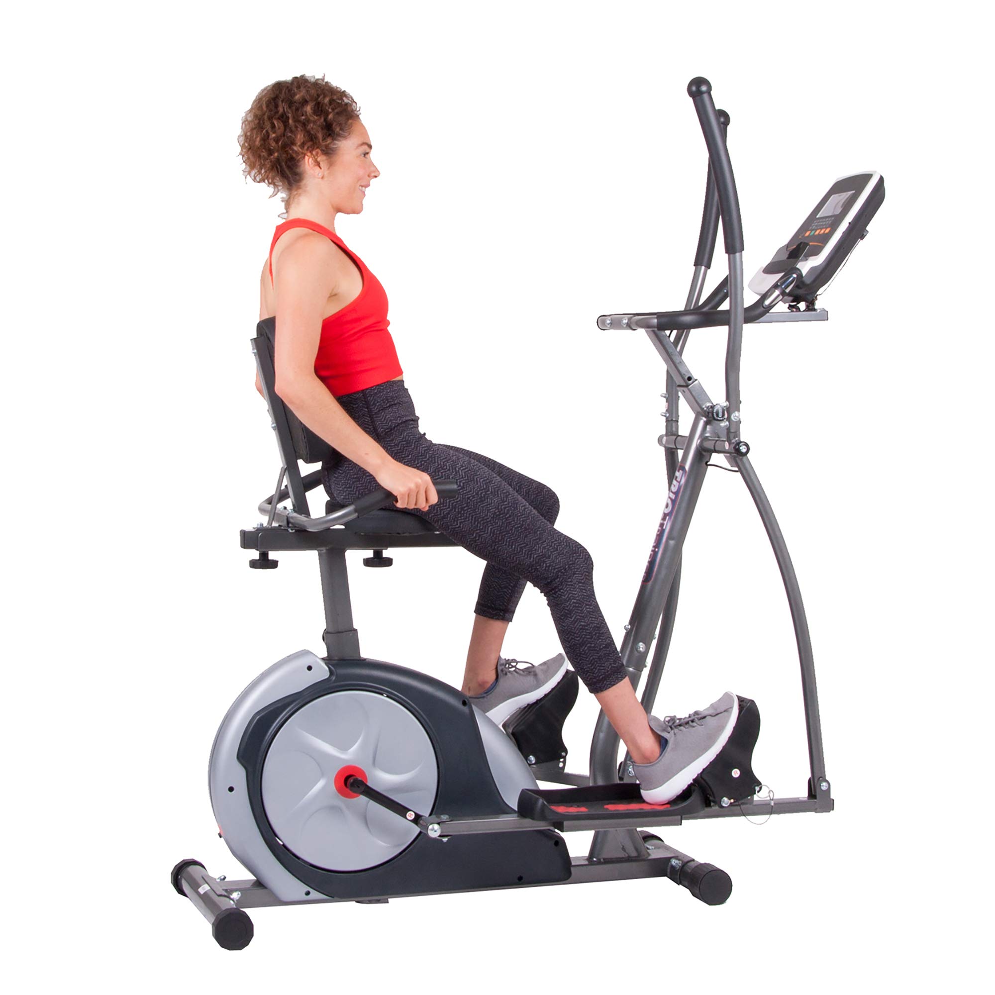Body Champ 3-in-1 Home Gym, Upright Exercise Bike, Elliptical Machine & Recumbent Bike, Trio Trainer Exercise Machine Plus Two Upper Body Options, Silver, BRT7989