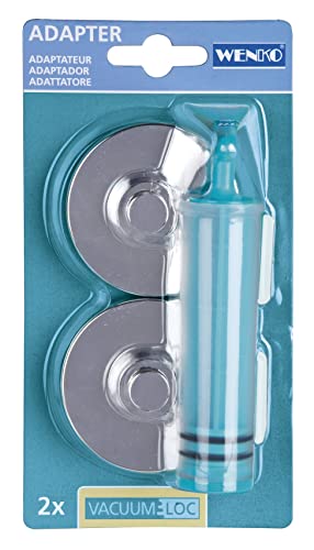 WENKO Vacuum-Loc Base for Premium & Classic-Fixing Without Drilling, 6 x 6 x 2.8 cm, Silver Shiny