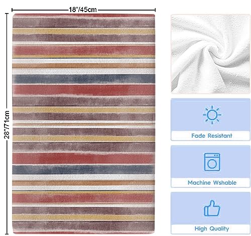 Beisseid Kitchen Dish Towels Ombre Red Stripe Dish Cloth Fingertip Hand Towels Geometric Design Super Absorbent Soft Cotton Tea Towel 2 PCS
