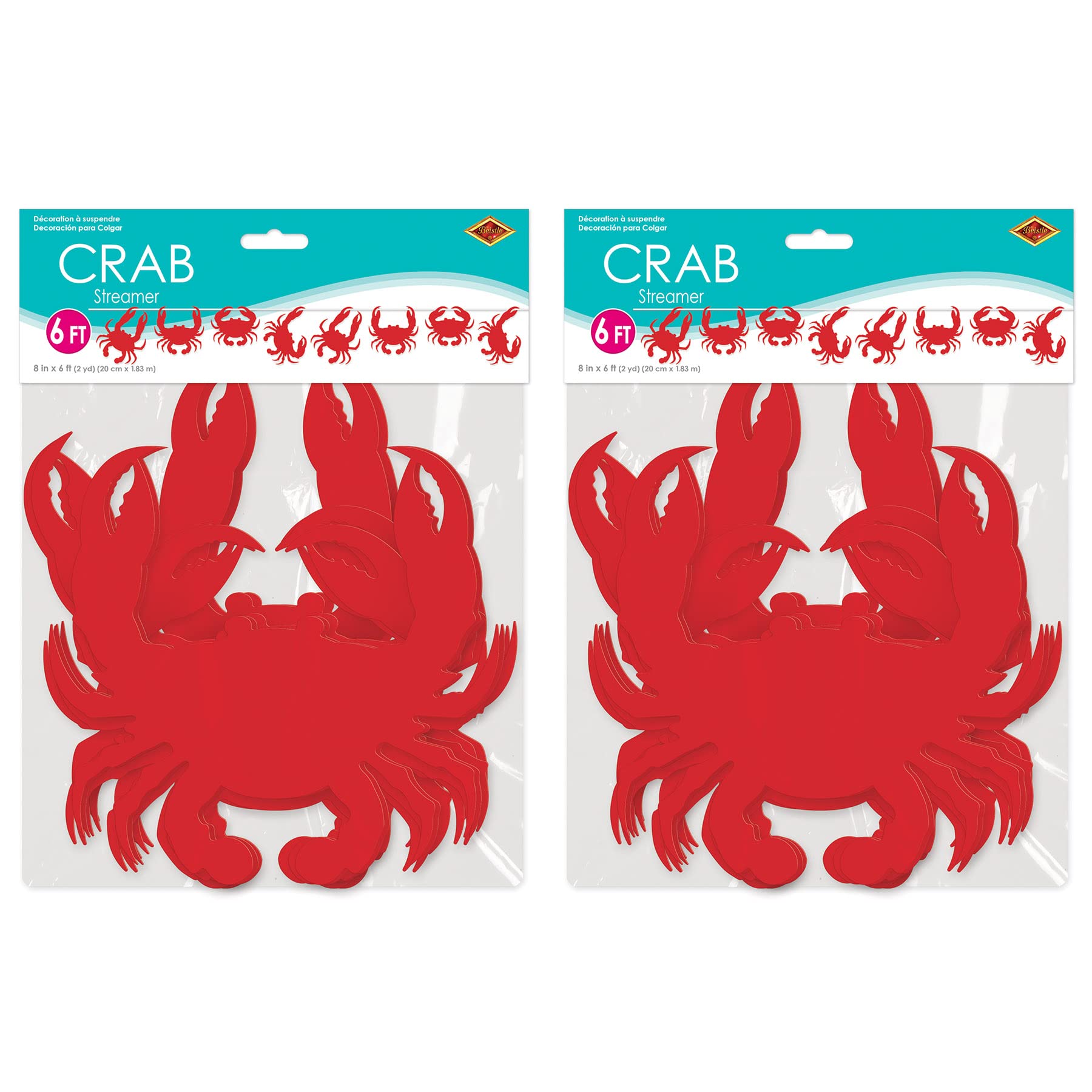 Beistle 2 Piece Crab Decorations Banners For Luau Theme Nautical Beach Décor Under The Sea Party Supplies