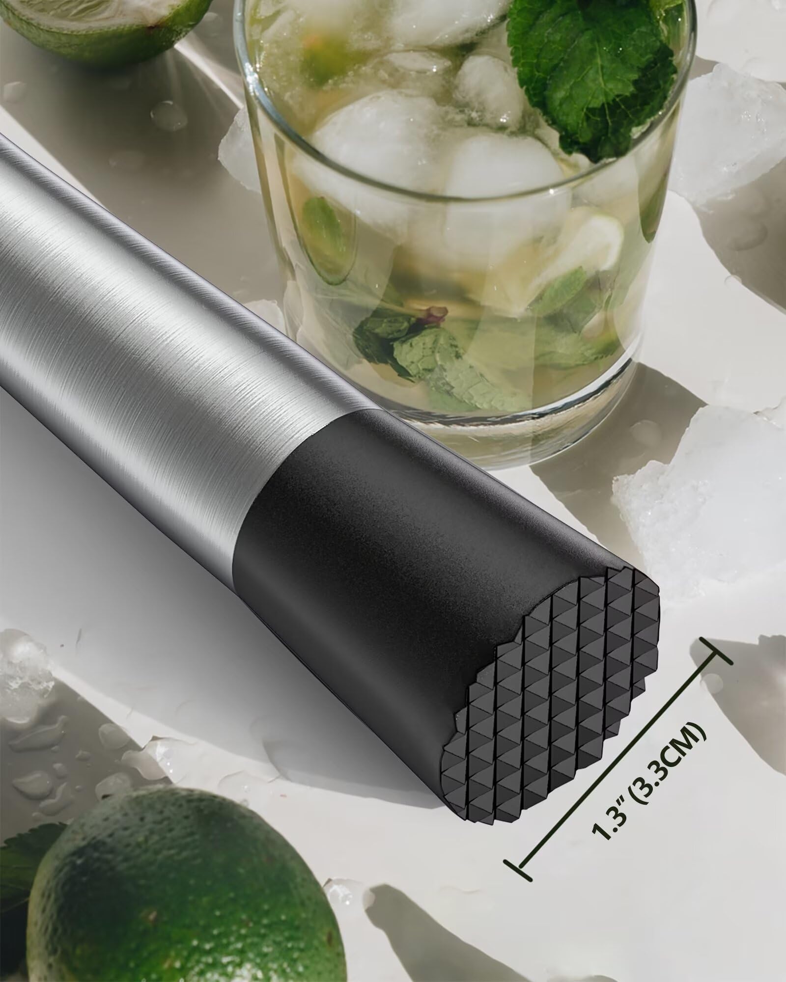 Cicike 8 Inches Stainless Steel Muddler and Mixing Spoon for Cocktails, Bar Tools and Accessories - Create Delicious Mojitos and Other Fruit Based Drinks
