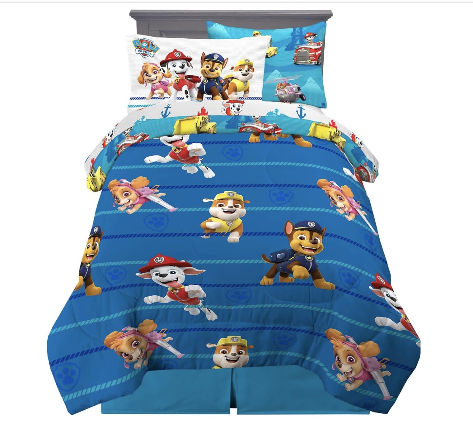 Franco Manufacturing Co. Inc. PAW Patrol 6-Piece Twin Bed in a Bag Set, Blue