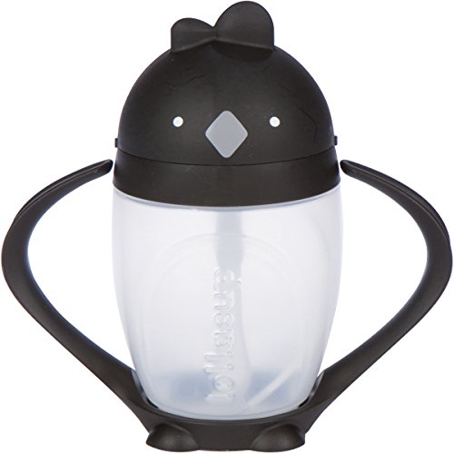 Lollaland Weighted Straw Sippy Cup for Baby:MADE IN USA - Transition Kids, Infant & Toddler Sippy Cup (6 months - 9 months) | Shark Tank Products | Lollacup (Chic Black) w/ Straw Replacement Pack