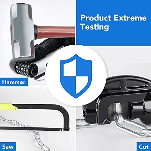 Bike Lock Chain Bicycle Lock - Bike Locks Heavy Duty Anti Theft Chain Lock 5 Digit Combination Resettable Cycle Lock for Bicycle