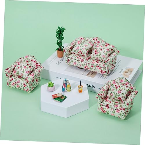 Homoyoyo Mini Sofa Bench Pillow Floral Pillow Daybed Pillows Mini House Furniture Sofa Decoration Mini Sofa Exquisite Mini Sofa Model Wooden Mini House Supply Decorative Mini Sofa Fine Baby
