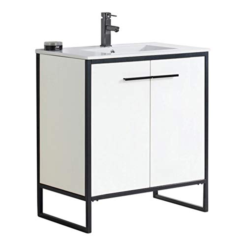 Fine Fixtures Vdara 30" Bathroom Vanity Cabinet Set, White Straight Grain